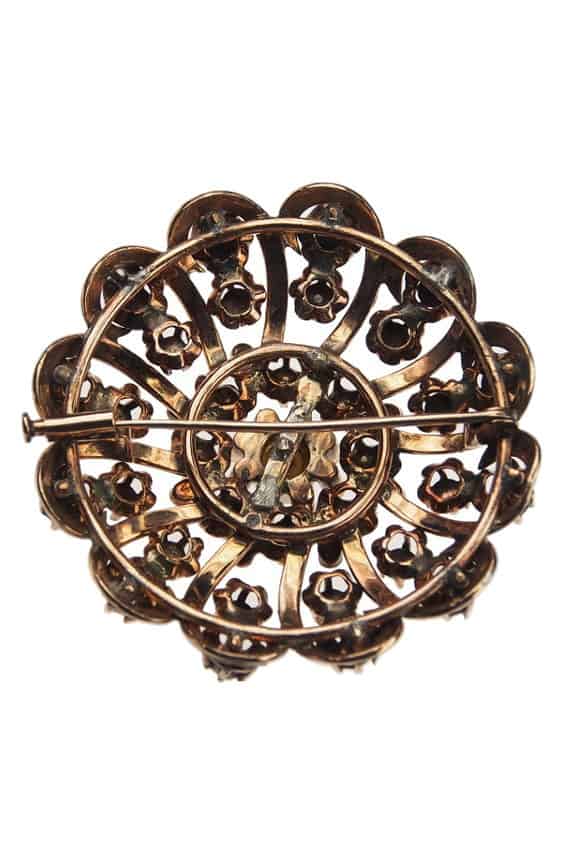 Um 1880 – 18 ct. Gold Brosche Diamanten, Türkise & Perle Victorian ...