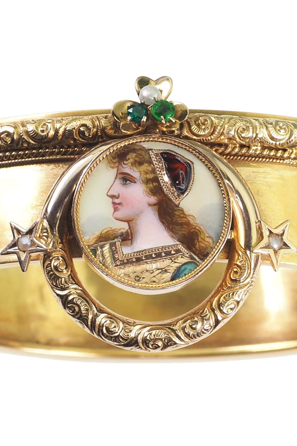 Um 1870 - Französischer Goldarmreif mit Emaille-Malerei | RHEINFRANK – ANTIQUE JEWELLERY ...