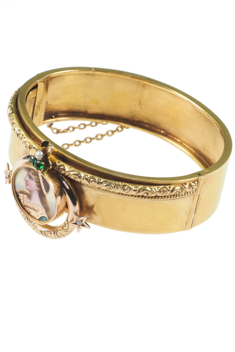 Um 1870 - Französischer Goldarmreif mit Emaille-Malerei | RHEINFRANK – ANTIQUE JEWELLERY ...