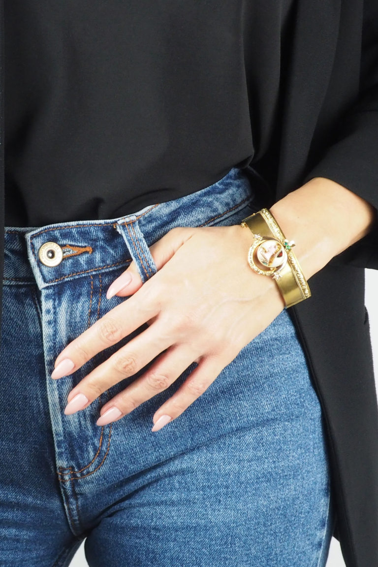 Um 1870 - Französischer Goldarmreif mit Emaille-Malerei | RHEINFRANK – ANTIQUE JEWELLERY ...