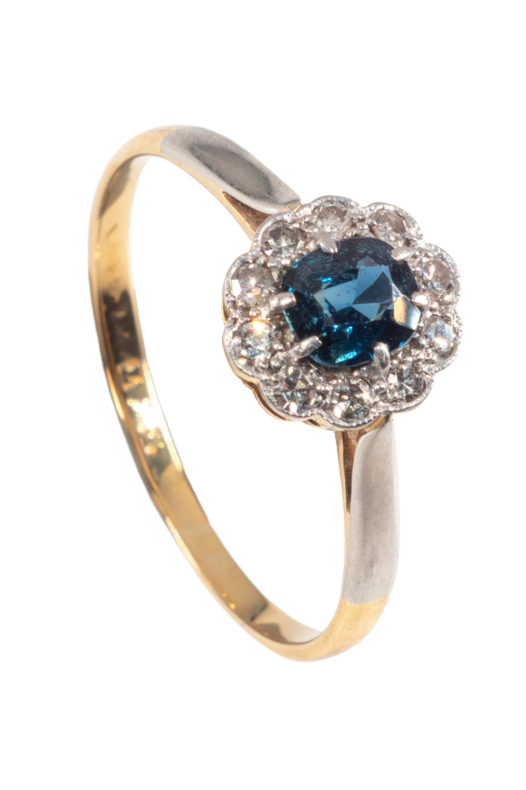 Um 1930 – Entourage Ring mit Saphir und Diamanten kaufen | RHEINFRANK