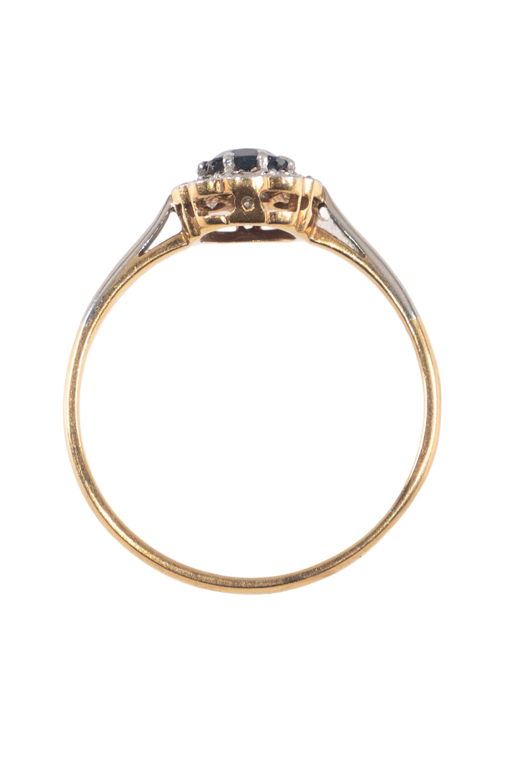 Um 1930 – Entourage Ring mit Saphir und Diamanten kaufen | RHEINFRANK